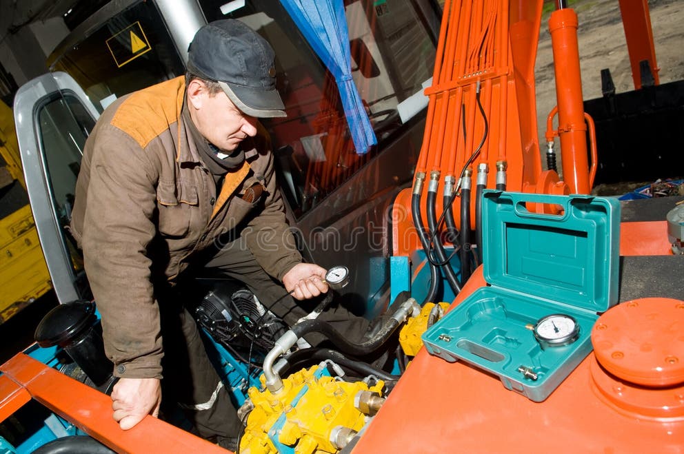 Checking hydraulic system stock photo. Image of controlling - 16329242