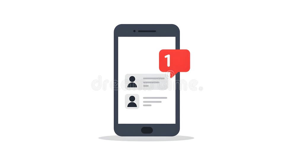 Checking Messages on Smartphone with Notification Bubble Shows Unread ...