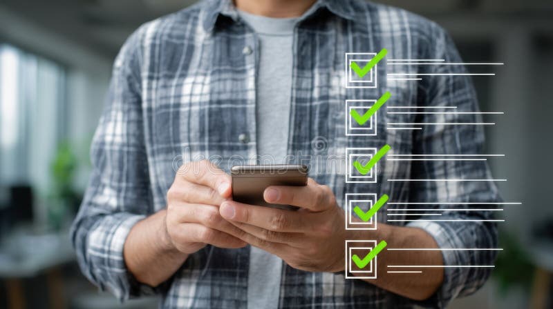 Checking Off Tasks on a Mobile Device while Standing in a Bright ...