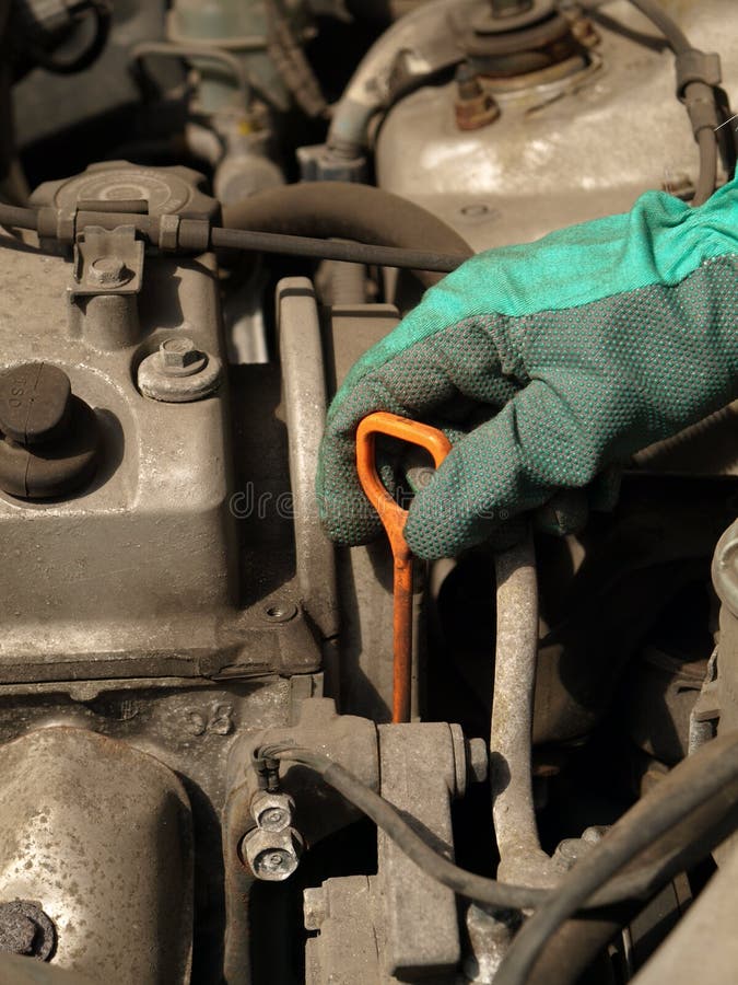Checking oil level stock image. Image of level, worker - 24708505