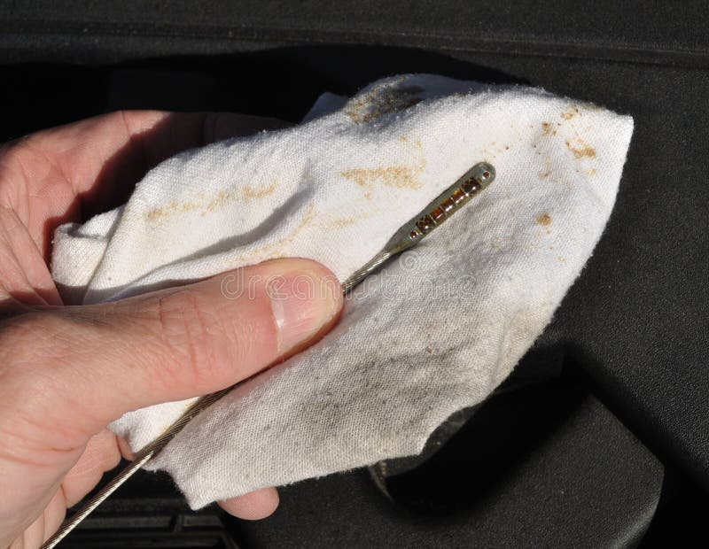 Checking the Oil Level of an Automobile Engine Stock Photo - Image of ...