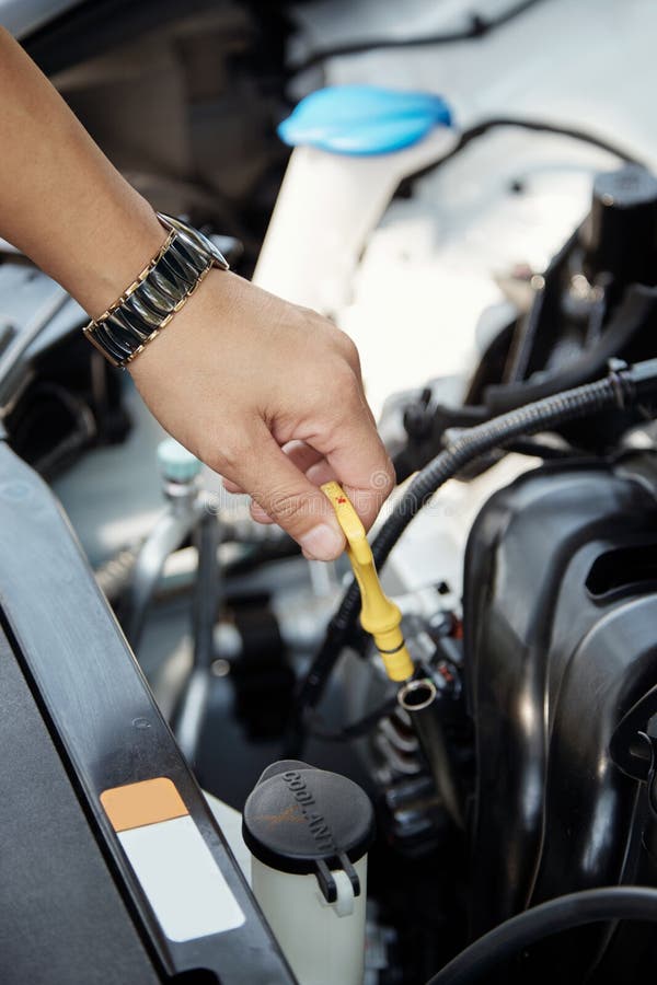 Checking oil level stock image. Image of mechanic, technology - 113283651