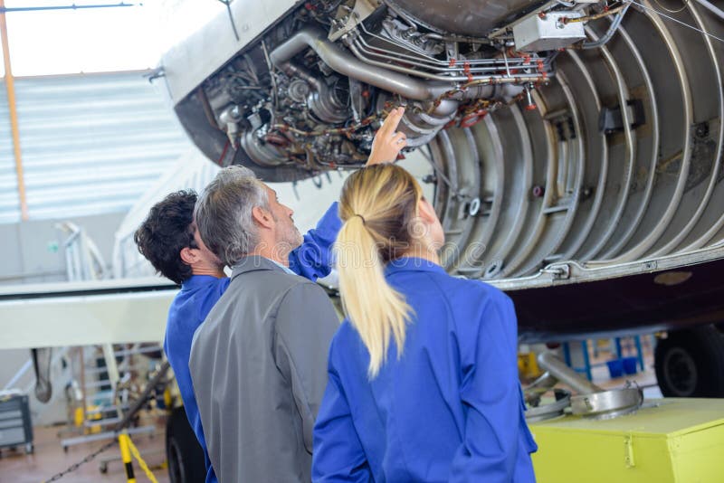 Checking parts aircraft stock photo. Image of network - 264392854