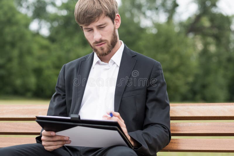 Checking and planning stock photo. Image of finance, outside - 57796830