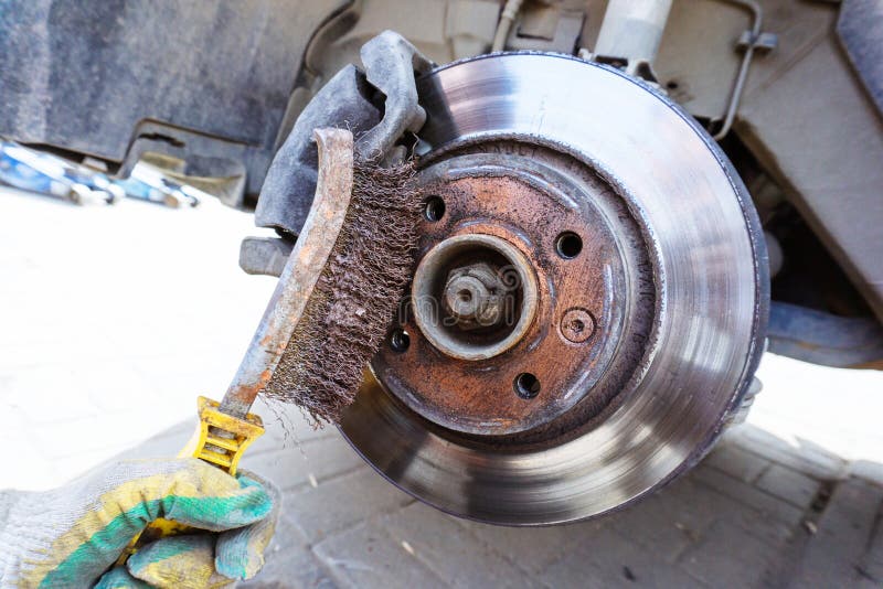 Checking and Preparing the Brake Disc of the Car. Technical Inspection ...