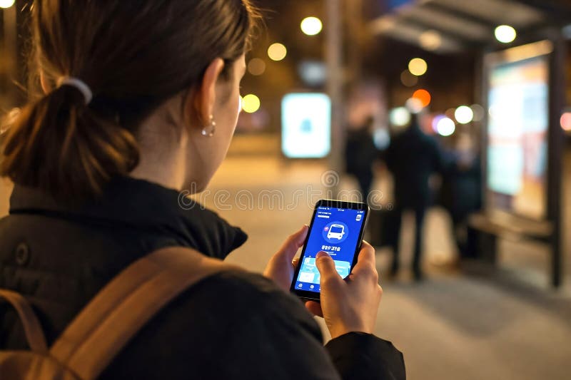 Checking Public Transport Schedule Stock Illustration - Illustration of ...