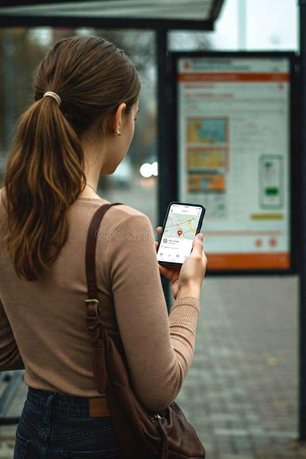 Checking Public Transport Schedule Stock Illustration - Illustration of ...