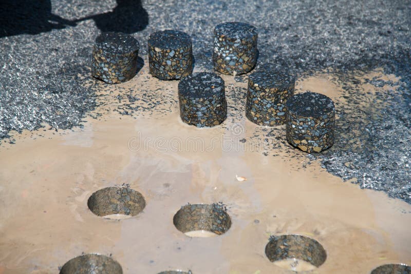 Checking the Quality of Road Asphalt Stock Photo - Image of work ...