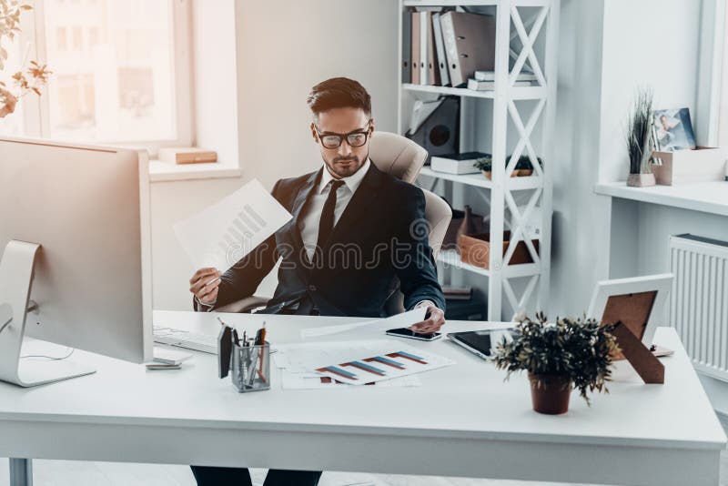 Checking the reports. stock image. Image of adult, people - 86657907