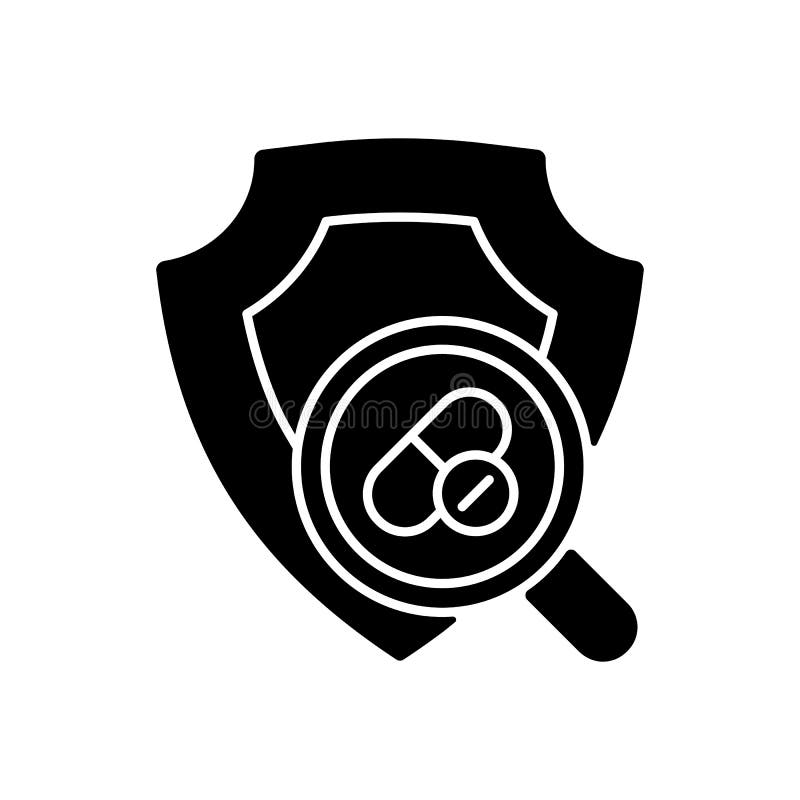 Checking Safety of New Drugs Black Glyph Icon Stock Vector ...
