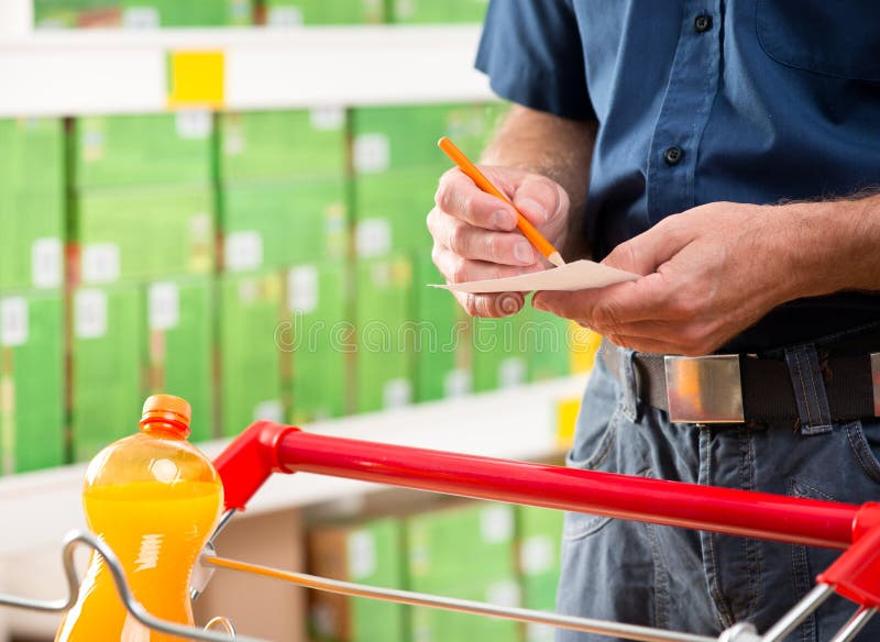 Checking shopping list stock image. Image of pencil, bottle - 47777369