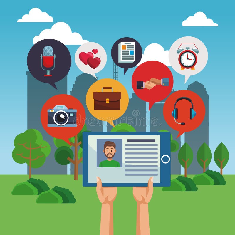 Checking Social Media Profile Stock Vector - Illustration of object ...