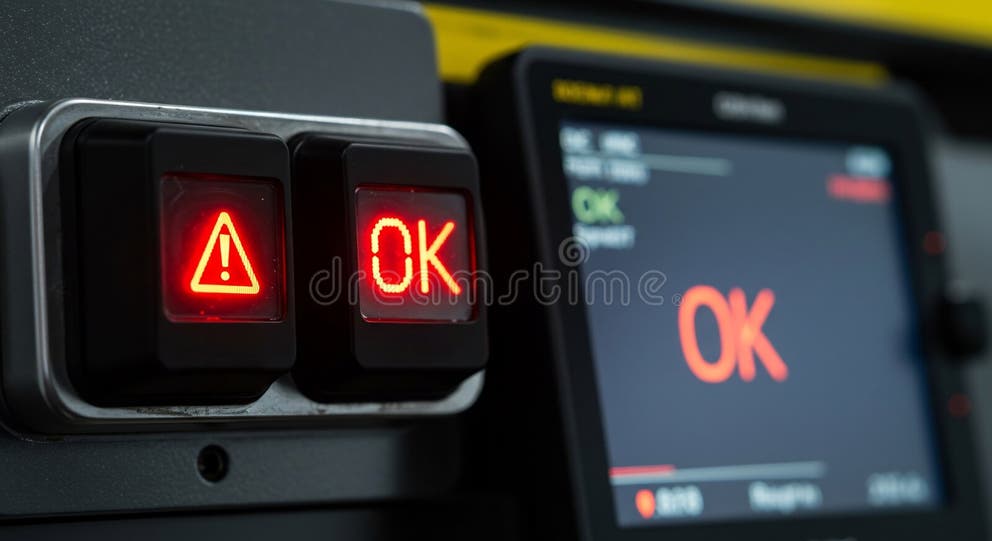 Checking Status with Warning and Ok Indicators Close Up Stock Photo ...
