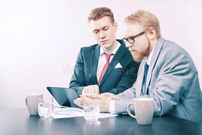 Checking Tab stock photo. Image of tablet, sharing, male - 41118032