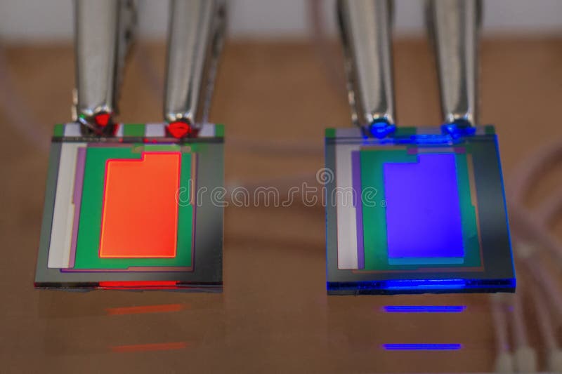 Checking Turn on Small RGB Oled Display on a Probe Station Stock Image ...