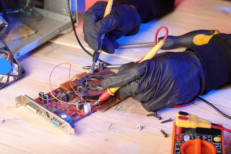 Checking Video Card from Desktop Computer Stock Photo - Image of ...