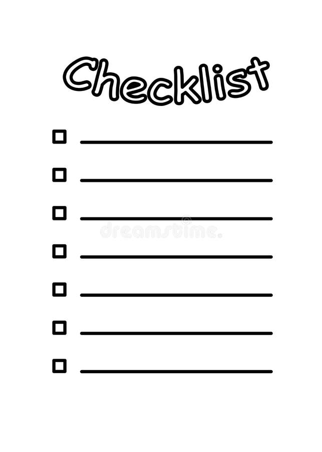 Checklist, Blank Template. Vector Digital Planner Illustration Design ...