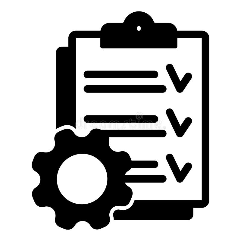 Checklist Board with Cogwheel Solid Icon, Repair Service Concept ...