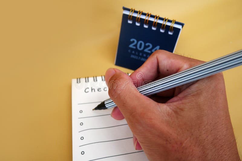 Checklist Book with 2024 Calendar. Stock Photo - Image of goals ...