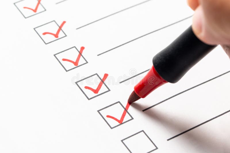 Checklist Box with a Red Marker Pen Stock Photo - Image of mark ...