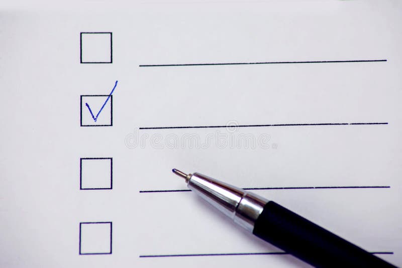 Checklist Box with Pen on White Paper. Check Form Concept Stock Image ...
