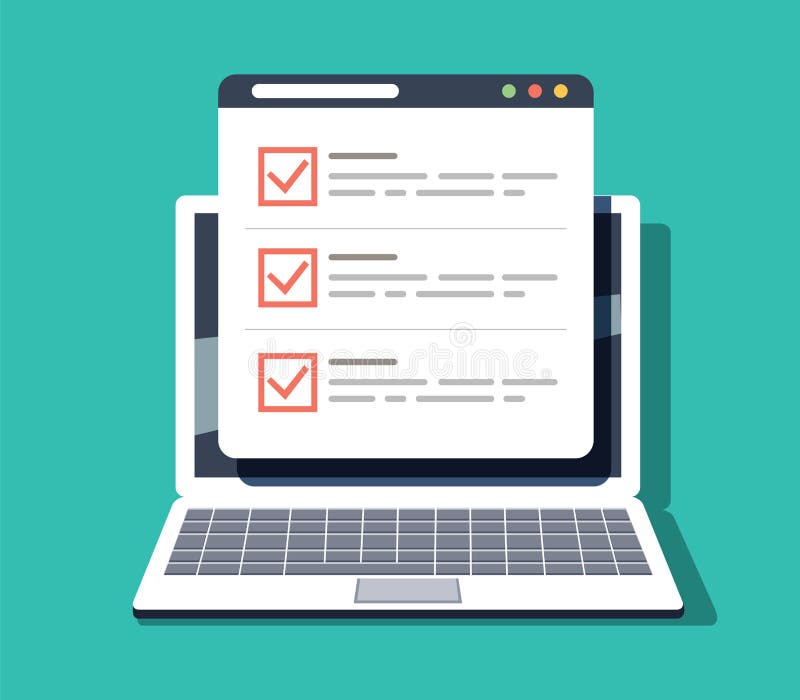 Checklist Browser Window. Check Mark Stock Illustration - Illustration ...