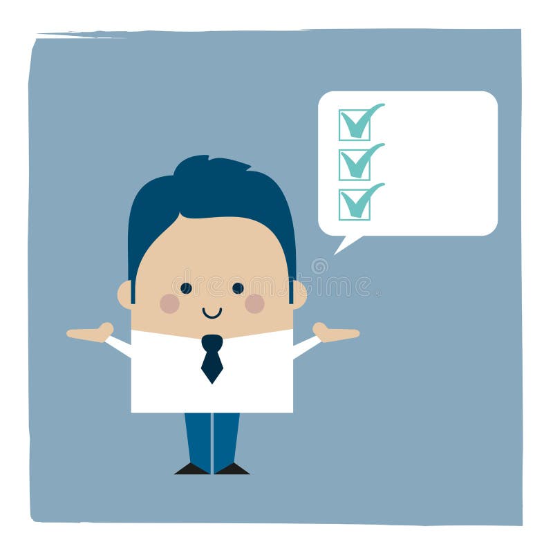 Checklist Businessman Smiling Glasses Stock Vector - Illustration of ...