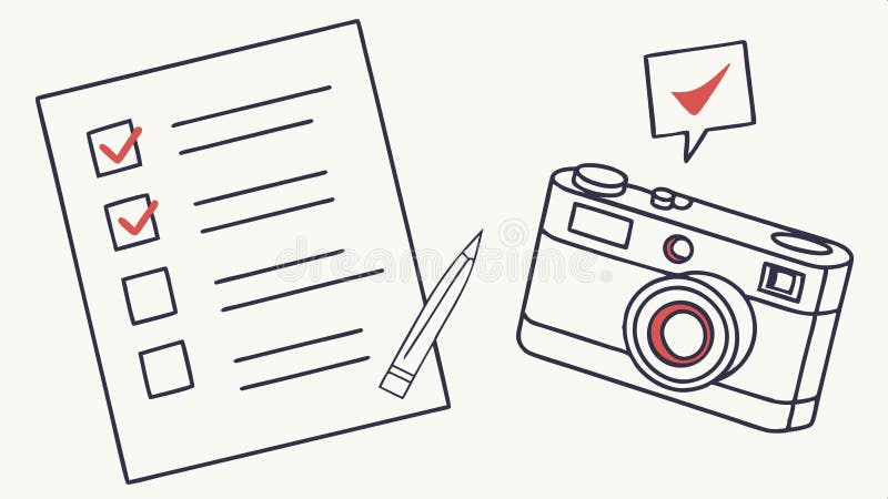 Checklist and Camera, Task Management and Photography Theme Vector ...