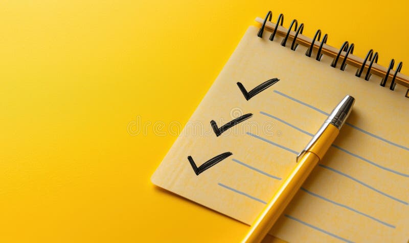 Checklist with Check Marks and Yellow Background for Organization and ...