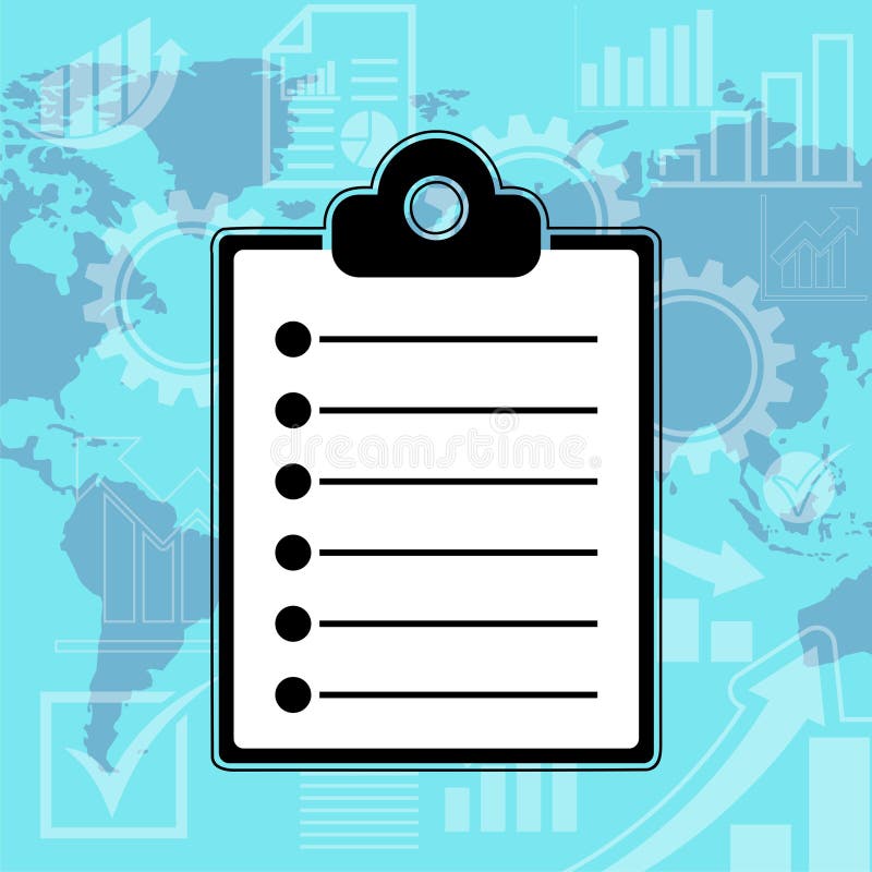 Checklist with Checking Off Tasks, Globe Background Stock Vector ...