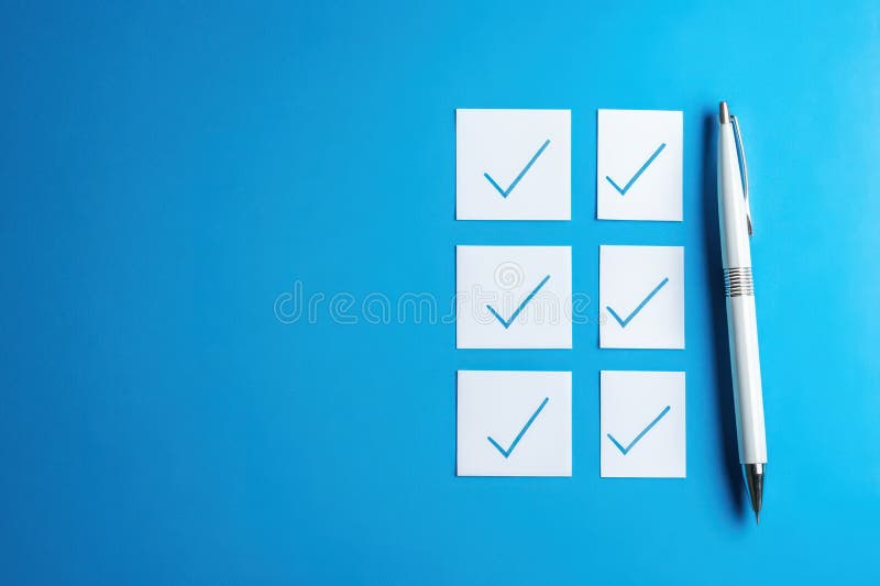 Checklist Checkmarks Notes Blue Background Stock Photos - Free ...