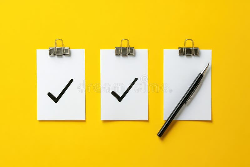 Checklist with Checkmarks and Notes on Blue Background Stock Photo ...