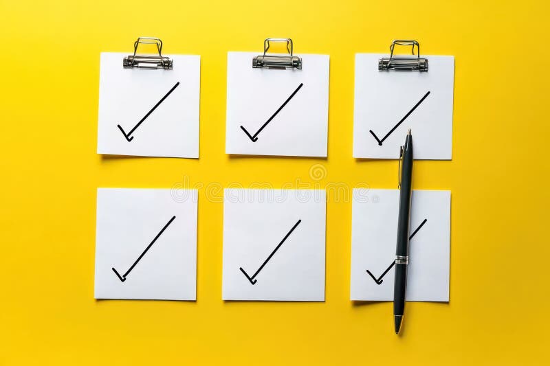 Checklist with Checkmarks and Notes on Blue Background Stock Image ...