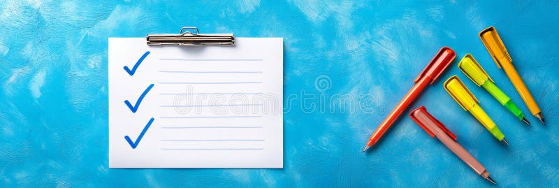 Checklist on Clipboard with Colorful Pens an Ultrarealistic Image of a ...