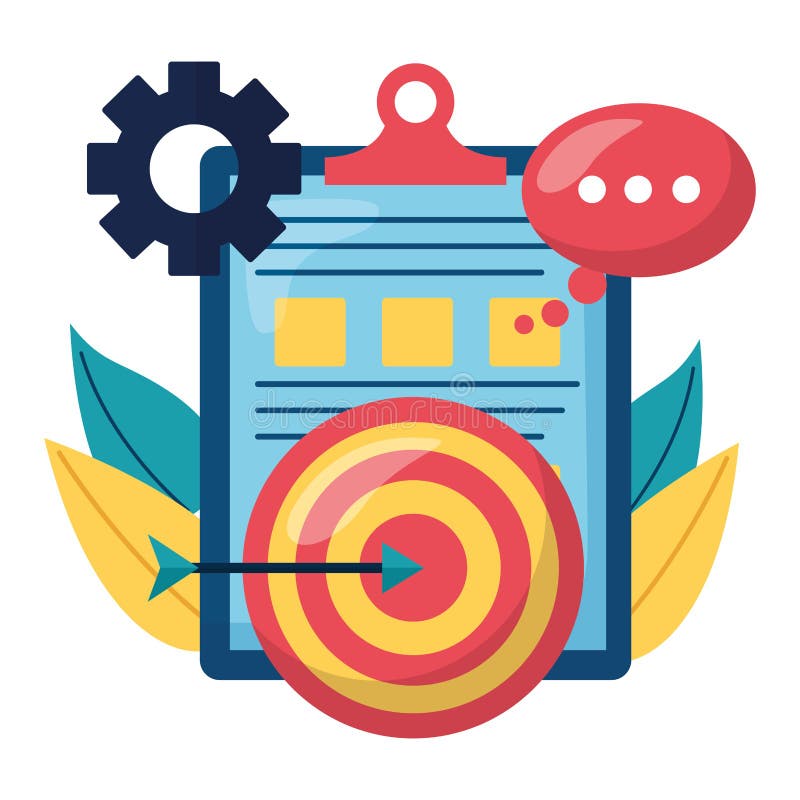 Checklist Clipboard Document with Target and Speech Bubble Stock ...