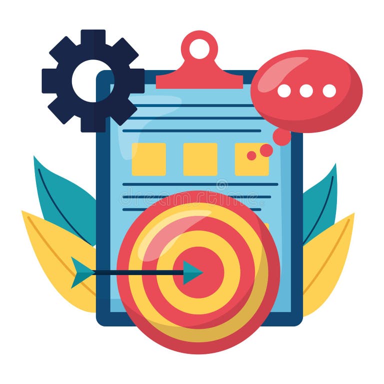 Checklist Clipboard Document with Target and Speech Bubble Stock ...