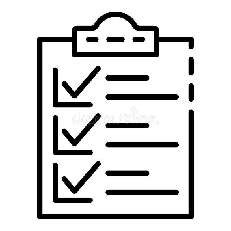 Checklist Clipboard Icon, Outline Style Stock Vector - Illustration of ...