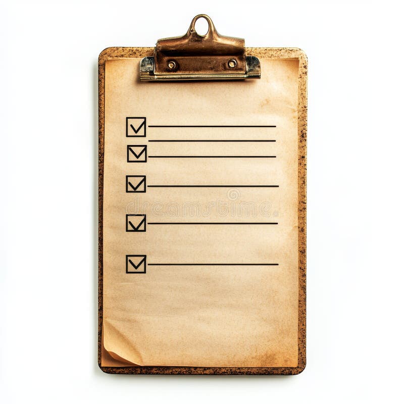 Checklist on a Clipboard, Isolated with a Transparent Background. Stock ...