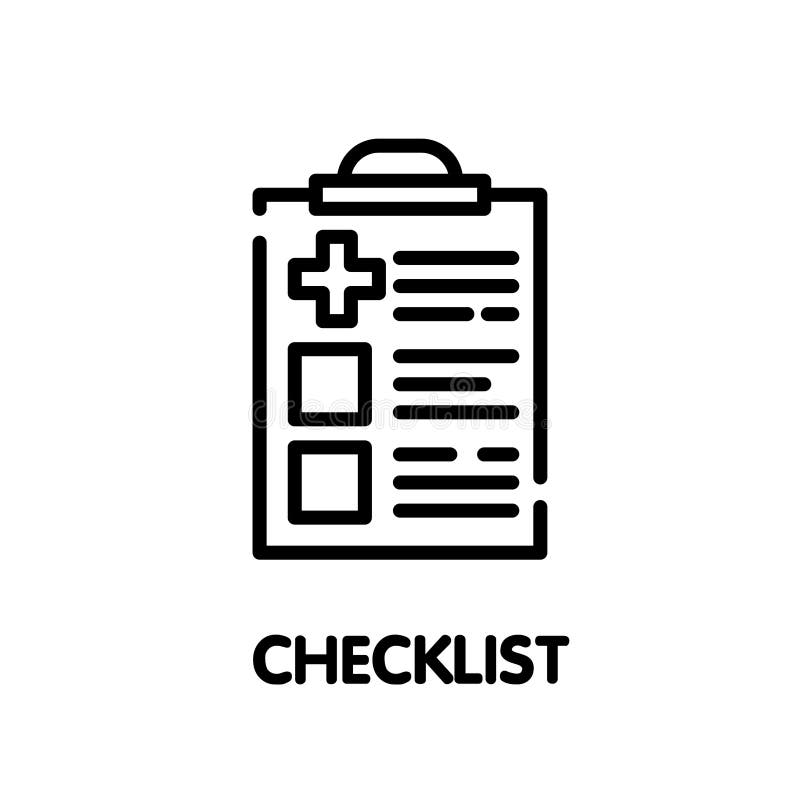 Checklist Clipboard Outline Icon Design Style Illustration on White ...