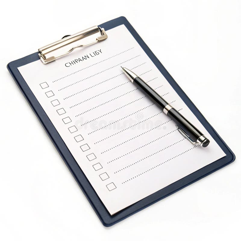 Checklist Clipboard with Pen Stock Illustration - Illustration of ...