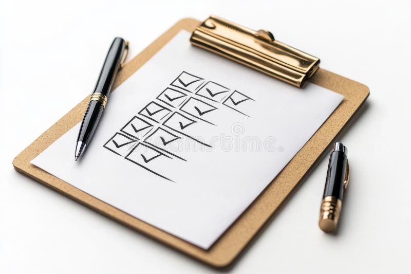 Checklist on Clipboard with Pens a Clipboard with a Checklist and Two ...