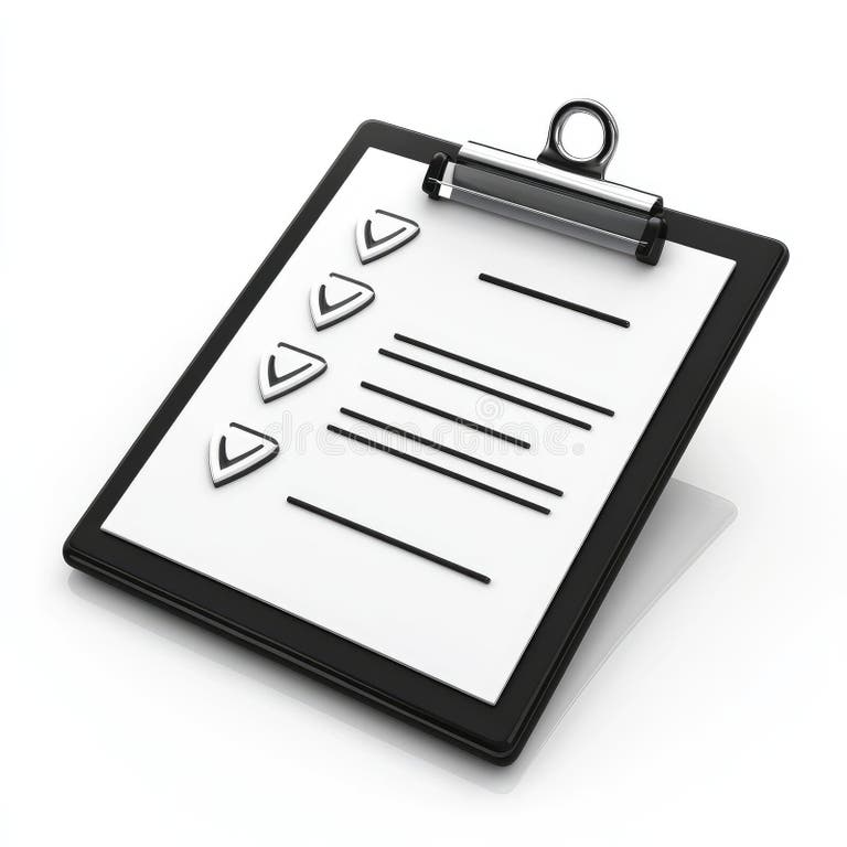 Black Clipboard with Checklist and White Arrows Stock Illustration ...