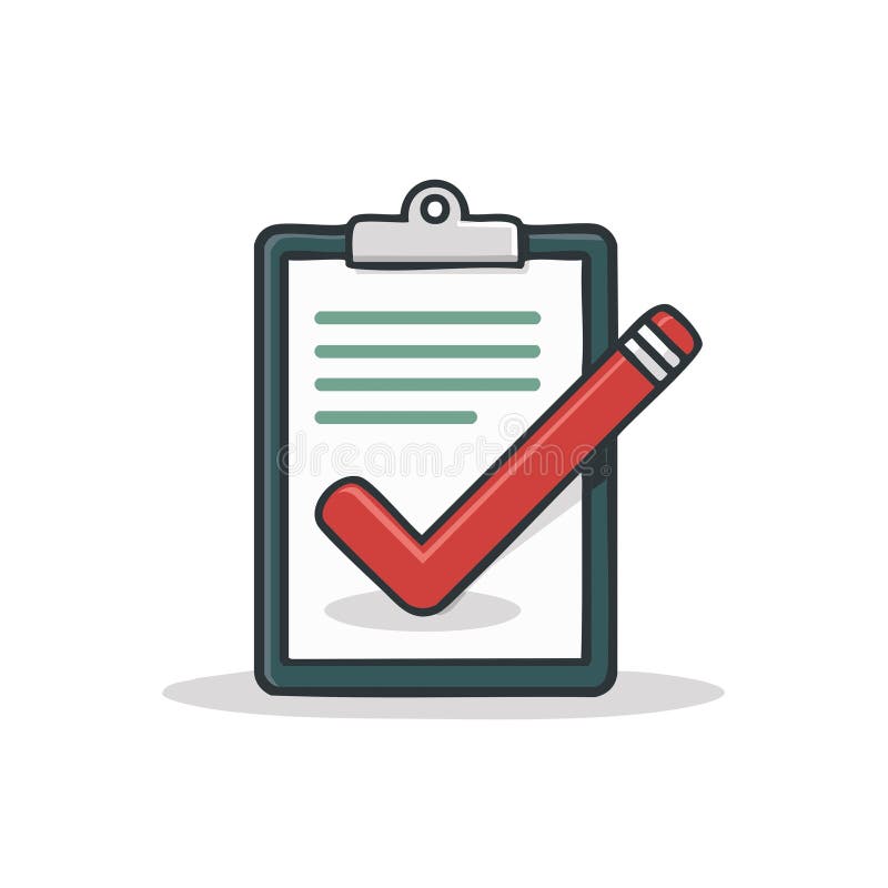 Checklist Clipboard with Red Check Mark and Document Lines Indicating ...