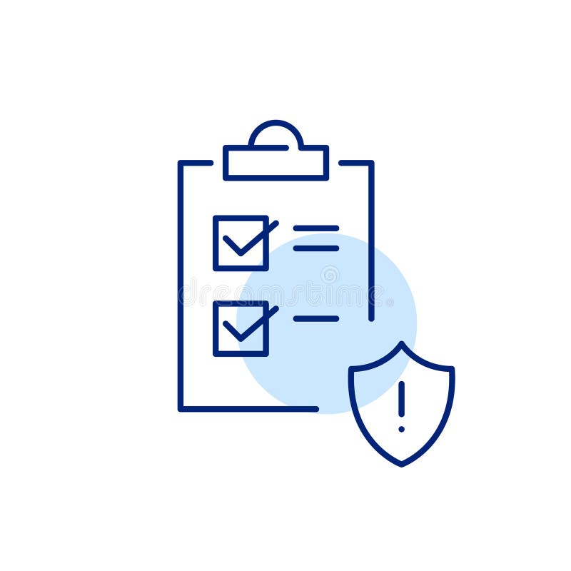 Checklist on Clipboard and Security Shield with Exclamation Mark ...