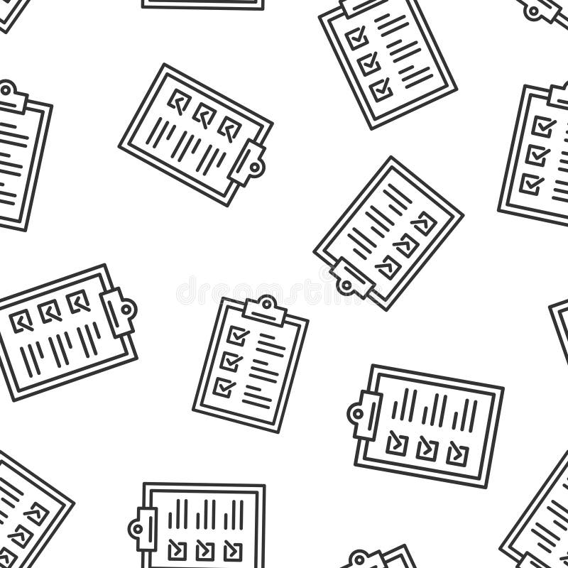 Checklist Clipboard Sign Icon Seamless Pattern Background. Document ...