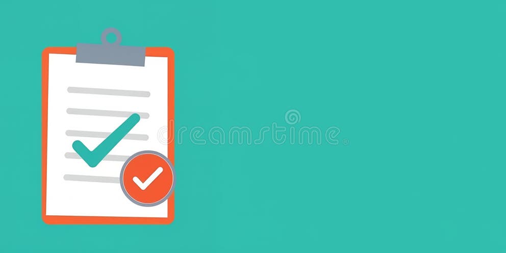 Checklist Clipboard Teal Background Approved Task Complete Document ...