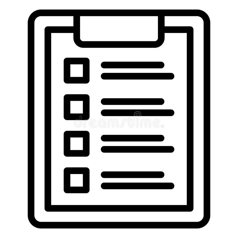 Simple Flat Black and White Checklist on Clipboard Icon Stock Vector ...