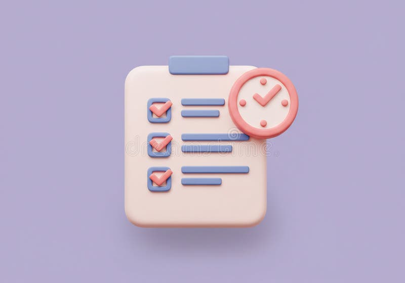 Checklist with Clock Task Management and Time Tracking Concept Stock ...