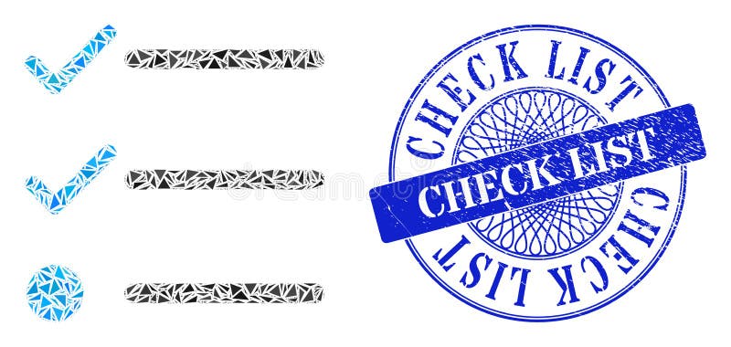 Rubber Check List Seal and Triangle Checklist Mosaic Stock Vector ...