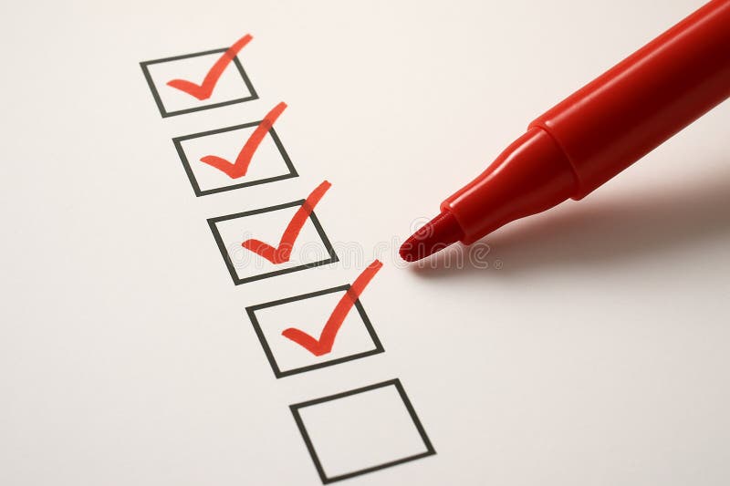 Checklist Completed Red Marker Checkmarks To Do List Stock Illustration ...